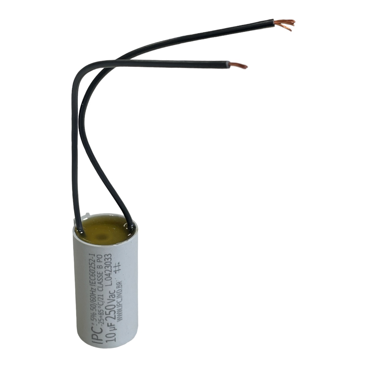 CAPACITOR DE PARTIDA 10UF 250VCA FIO 25X47MM IPC