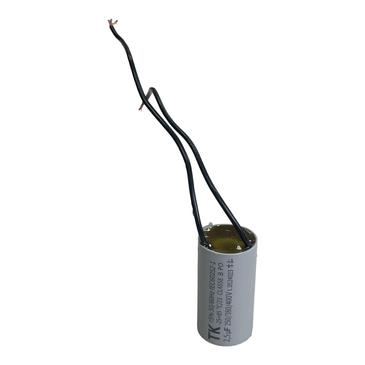 CAPACITOR DE PARTIDA 2,5UF 250/380/400VCA FIO 25X47MM TK